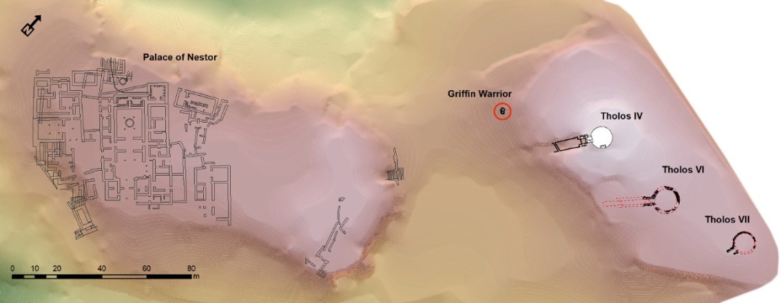 Pylos site map showing the family tombs in relation to the tomb of the ...